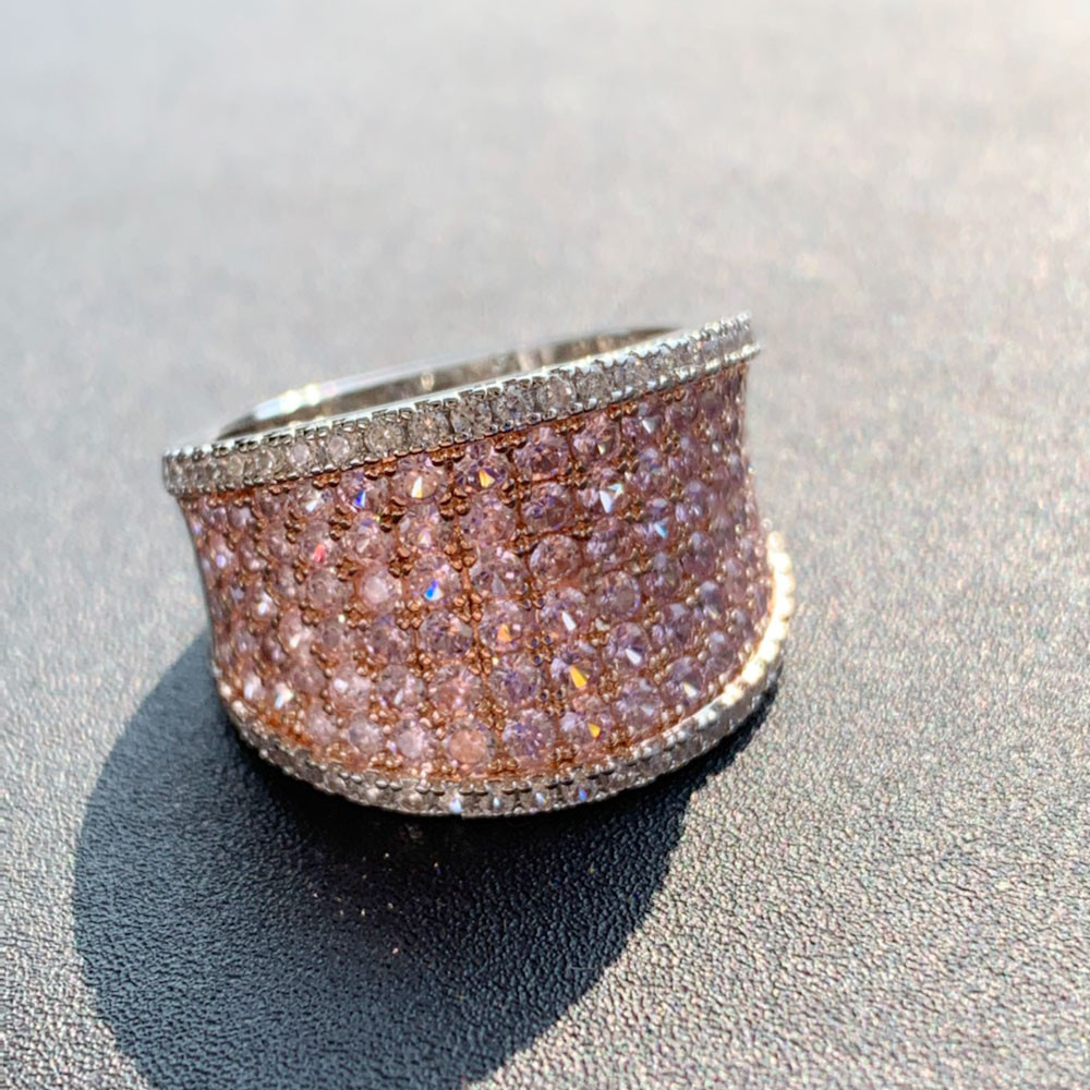 Pink Sapphire Paved Bold Cocktail Ring | SayaBling