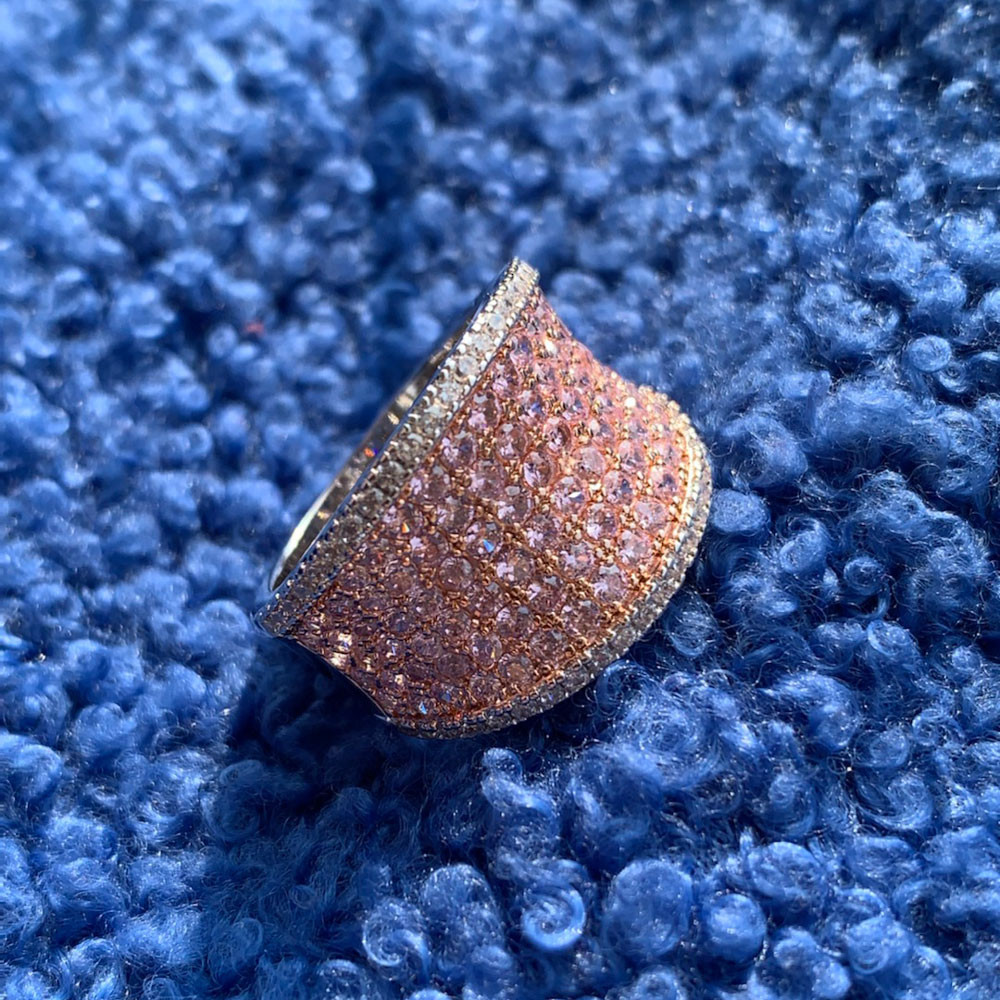 Pink Sapphire Paved Bold Cocktail Ring | SayaBling