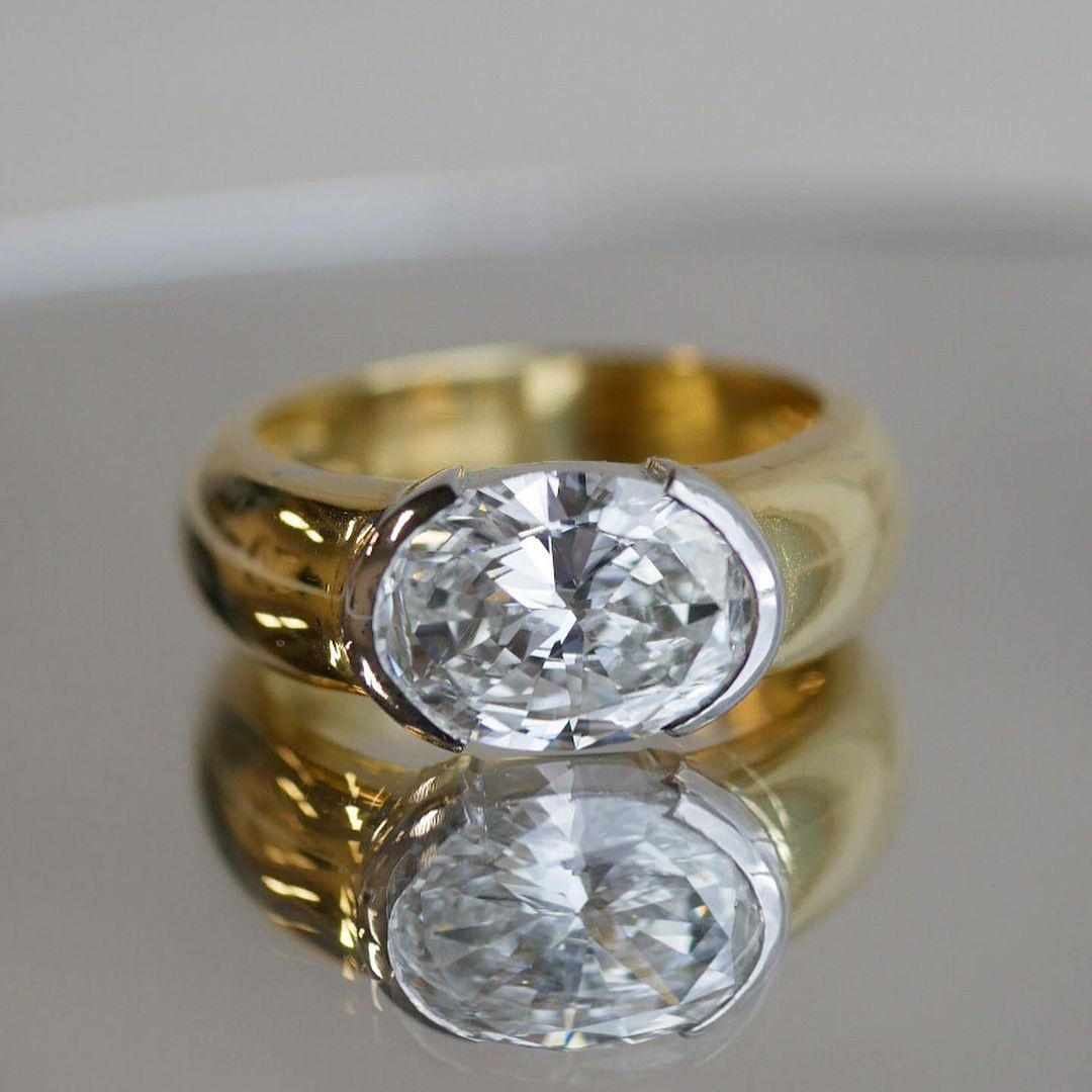 3ct Oval Cut White Sapphire Engagement Ring | SayaBling