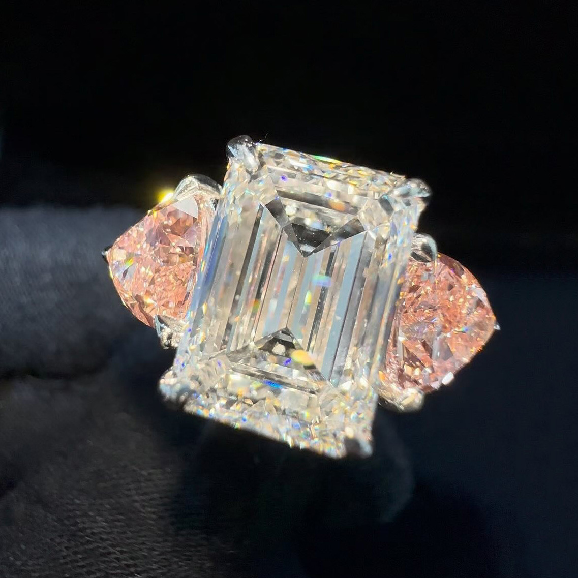 White and Morganite Pink Sapphire Heart Engagement Ring | SayaBling