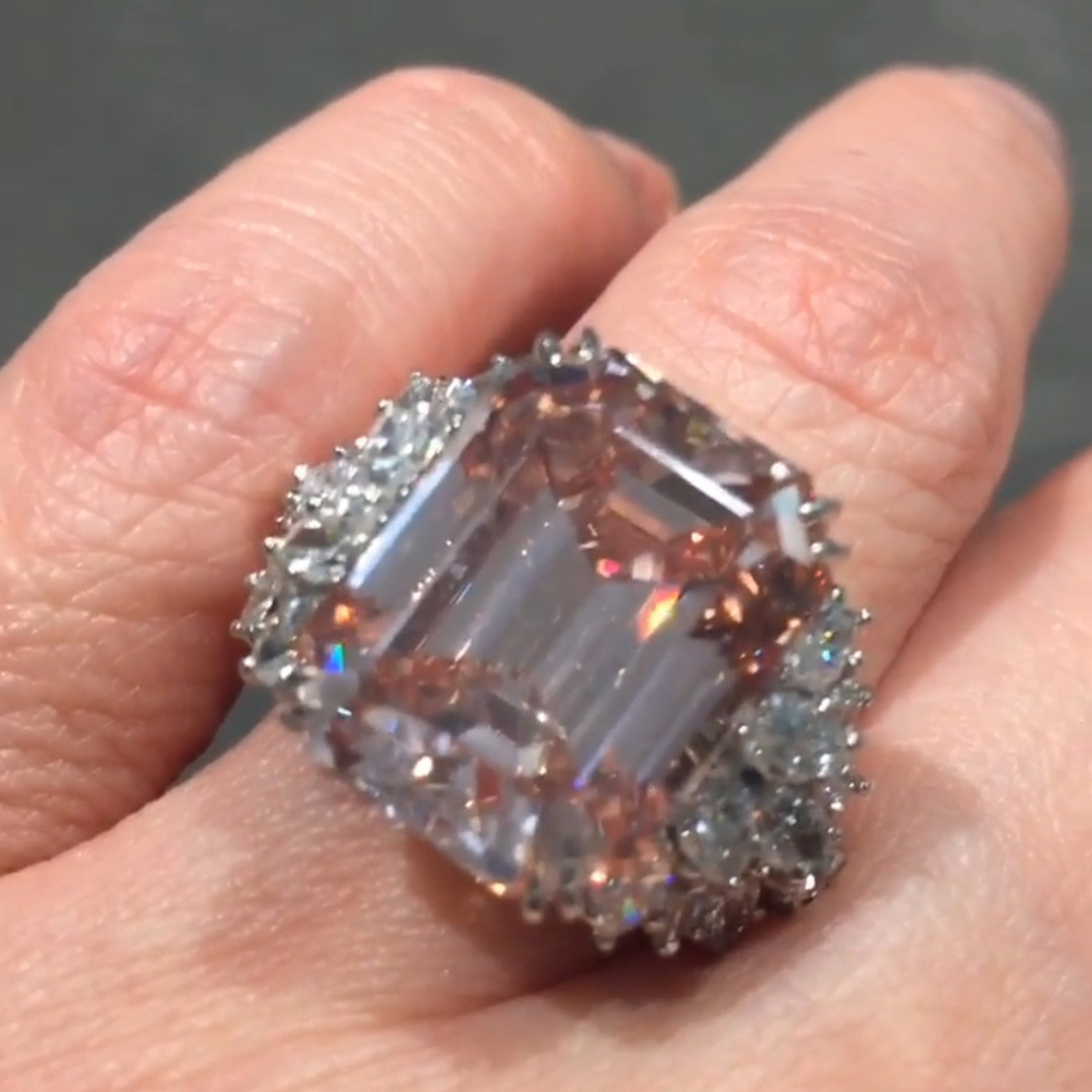 8.4ct Emerald Cut Morganite Pink Sapphire Cluster Engagement Ring ...