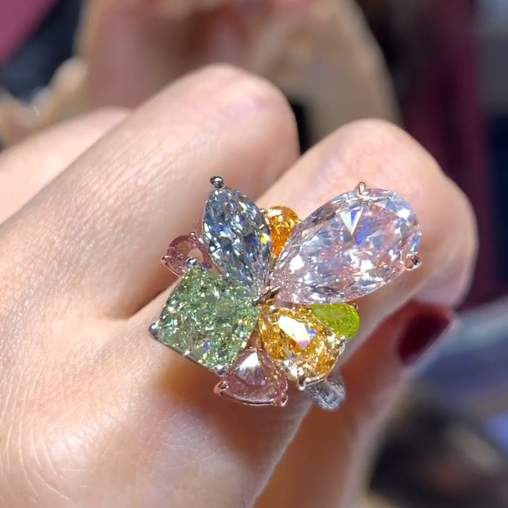 8ctw Multicolor Sapphire Cocktail Rainbow Ring | SayaBling