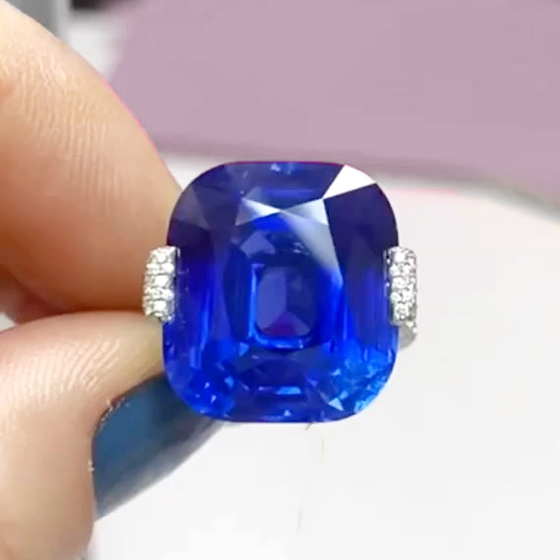 12ct Cushion Cut Sapphire Engagement Ring | SayaBling