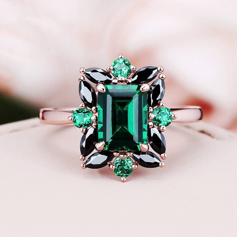 4ct Emerald Cut Emerald Vintage Promise Ring | SayaBling