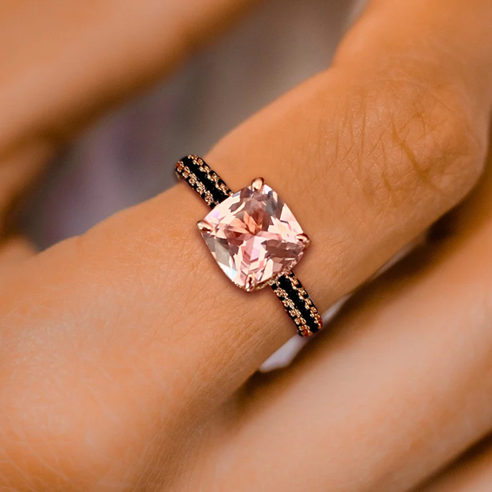 3CT Morganite & Pink Sapphire Three-Sided Engagement Ring | SayaBling