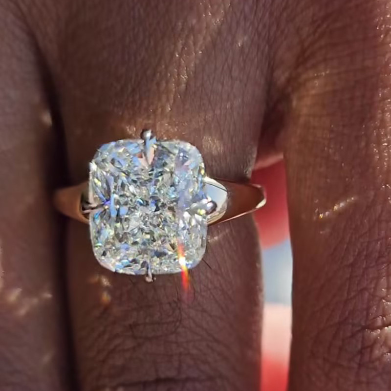 5ct Cushion Cut White Sapphire Classic Engagement Ring | SayaBling