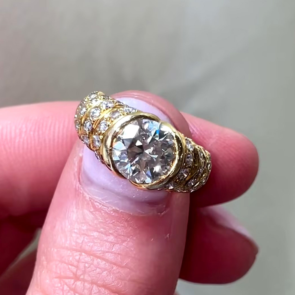 3ct Round Cut Studded Band Engagement Ring | SayaBling