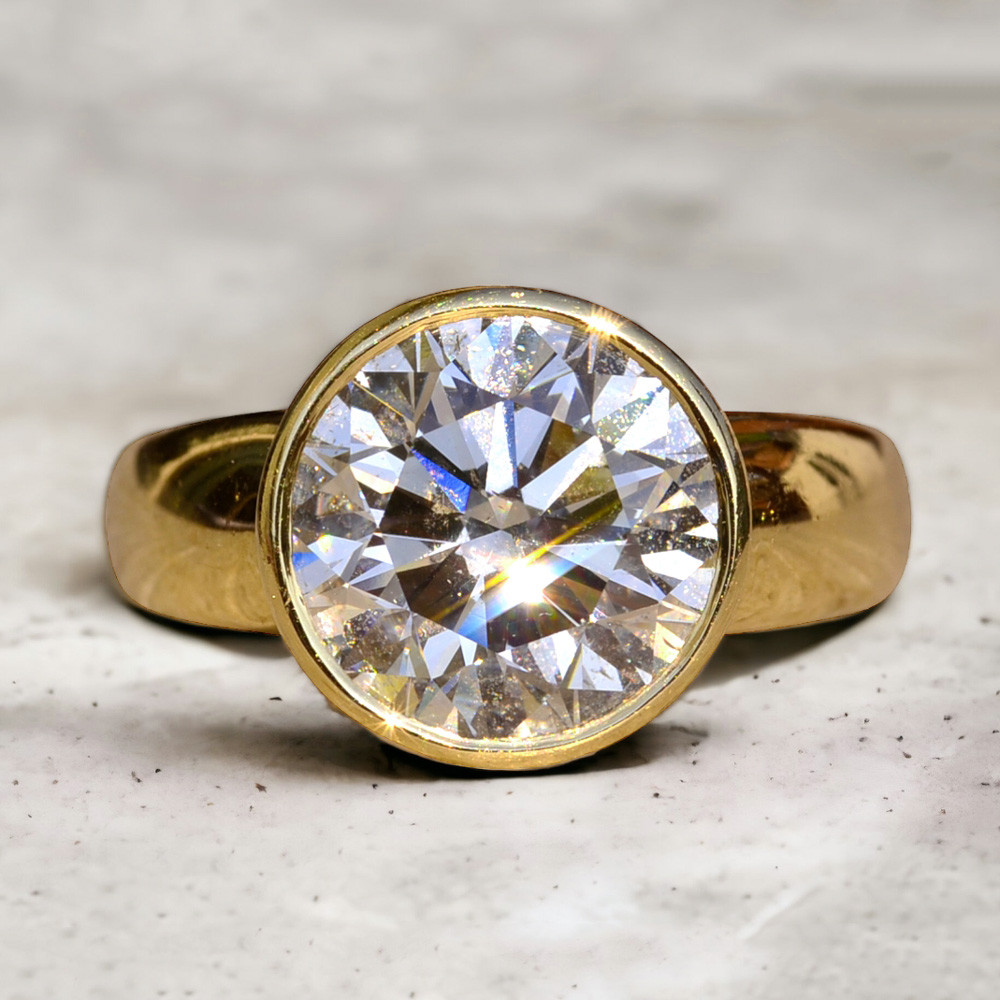 5ct Round Cut Simple Classic Wide Engagement Ring | SayaBling