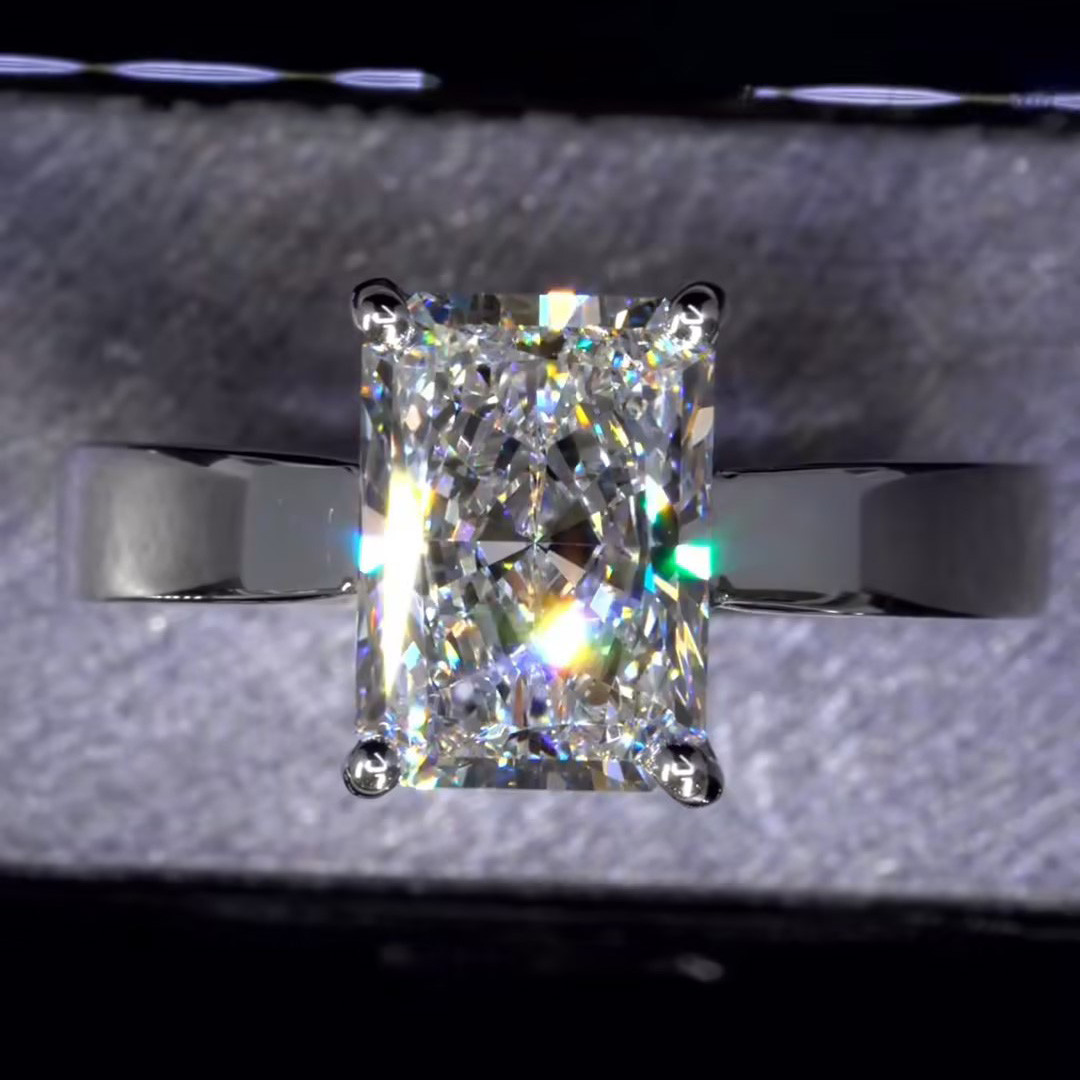 8.4ct Crushed Ice Radiant Cut Euro Shank Engagement Ring | SayaBling
