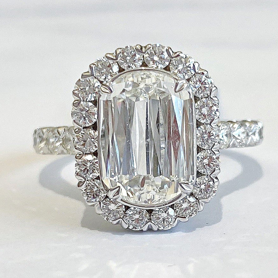 8ct Cushion Shaped Criss Cut Halo Engagement Ring | SayaBling