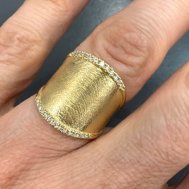 Micro-paved Satin Finish Matte Bold Cocktail Ring | SayaBling