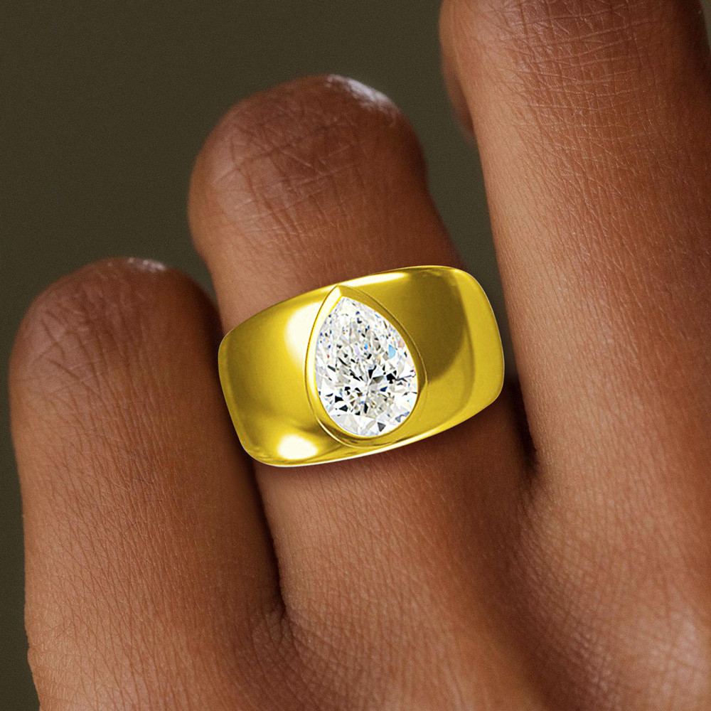 3ct Pear Cut Chucky Modern Engagement Ring | SayaBling