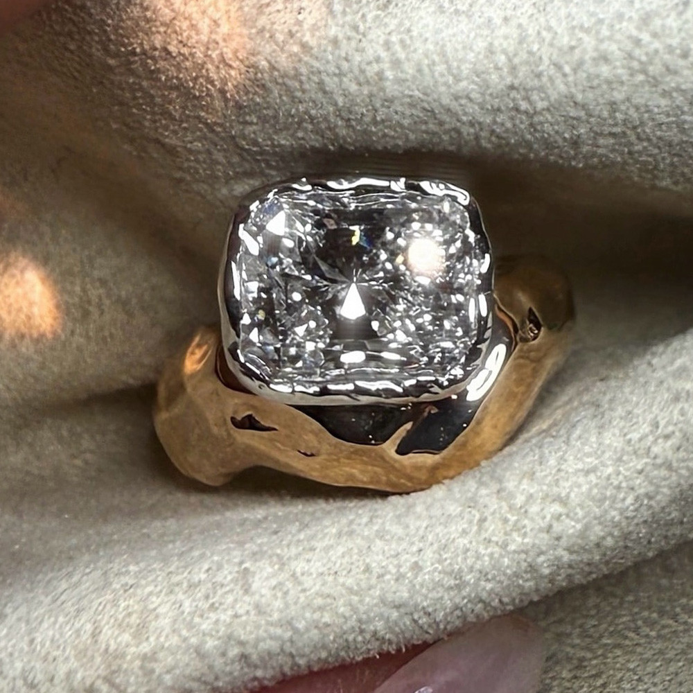 3.5ct Radiant Cut Irregular-shaped Two Tone Modern Engagement Ring ...