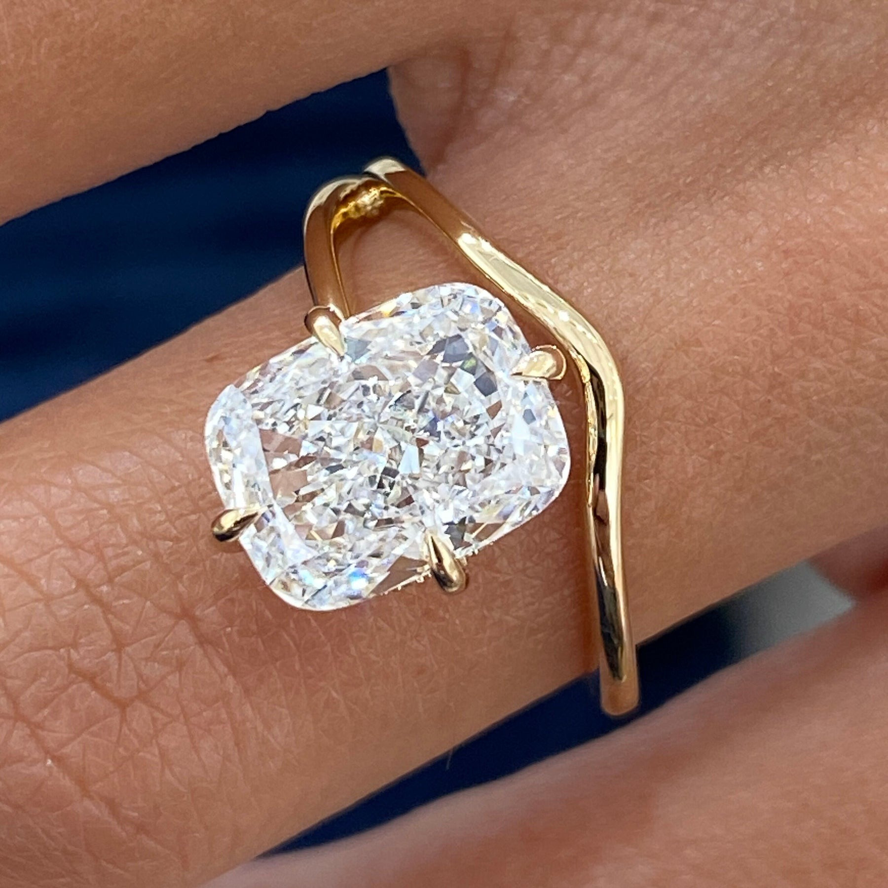 5ct Elongated Cushion Cut Asymmetric Modern Engagement Ring | SayaBling