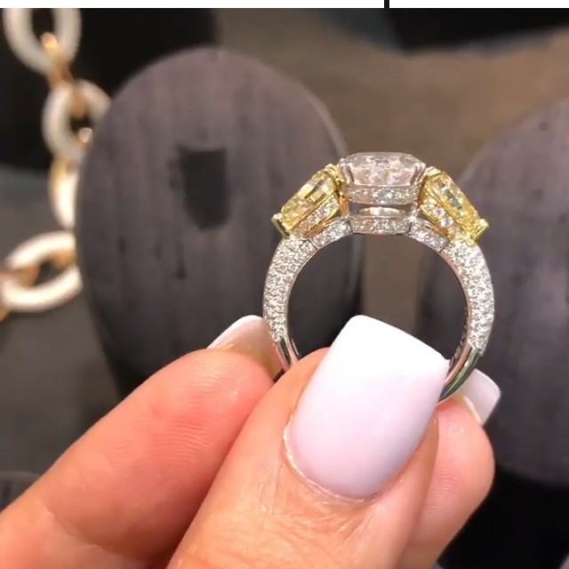 SayaBling Three-stone Sterling Silver Engagement Ring - SayaBling Jewelry