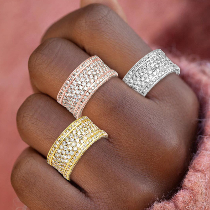 4ctw White Sapphire Three-side Eternity Ring | SayaBling