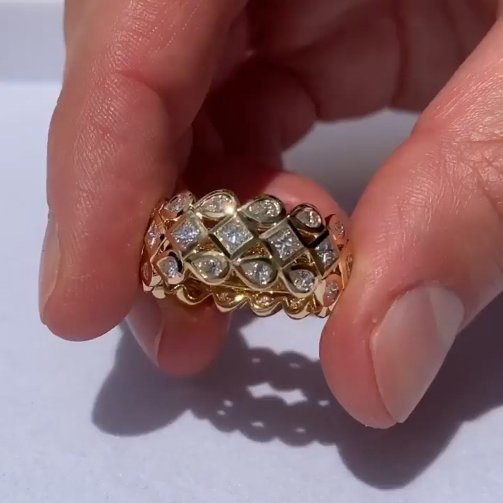 SayaBling Bezel Set Pear Cut & Princess Cut Eternity Band Ring | SayaBling