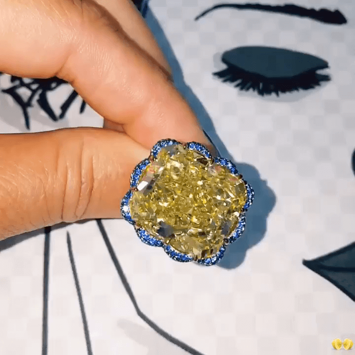 6ct Cushion Cut Yellow Sapphire Engagement Ring | SayaBling Jewelry