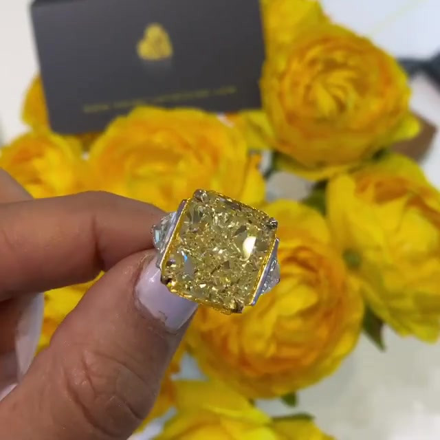 6ct Radiant Cut Yellow Sapphire Engagement Ring for Women | SayaBling ...