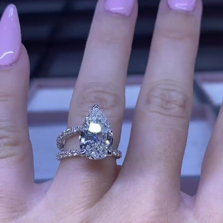 SayaBling 3.12ct Pear Cut Sterling Silver Engagement Ring | SayaBling ...