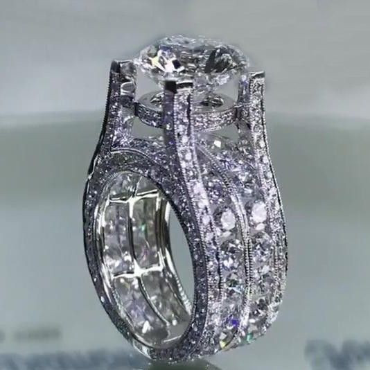 5.5ct Round Cut White Sapphire Engagement Ring for Women | SayaBling