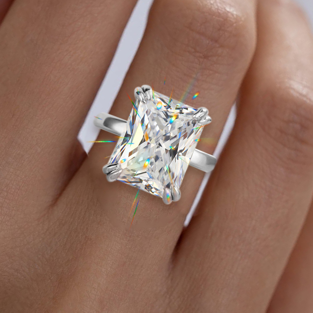 Radiant Cut White Sapphire Engagement Ring for Women | SayaBling