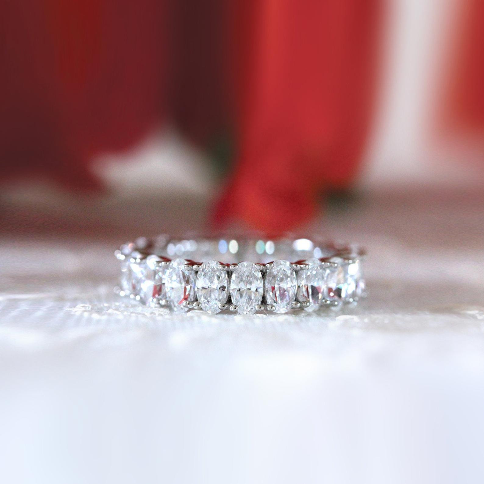 4ct Oval Cut White Sapphire Eternity Band | SayaBling Jewelry