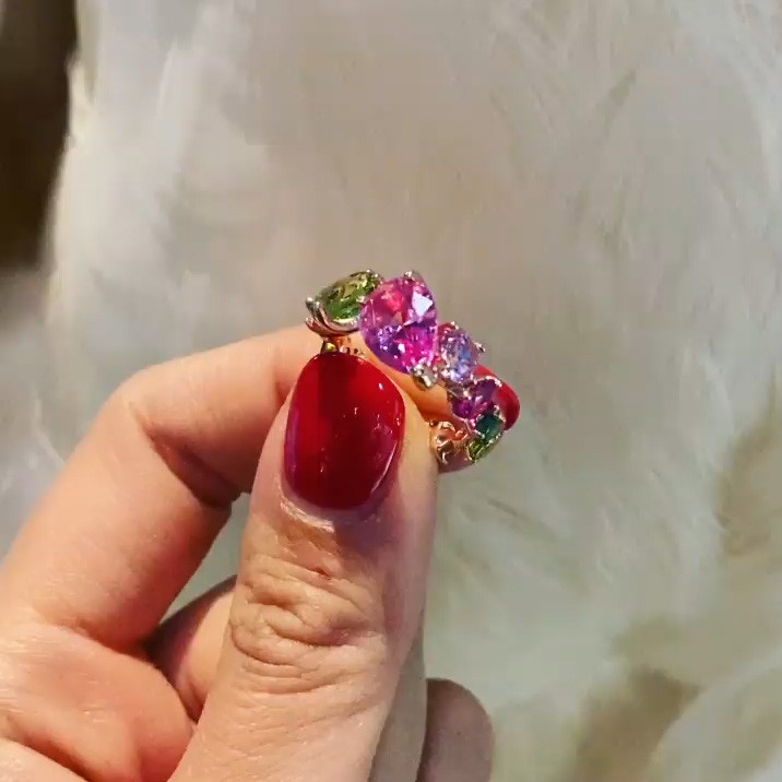 4.35ct Multi-colored Sapphire Wedding Band Rose Gold | SayaBling