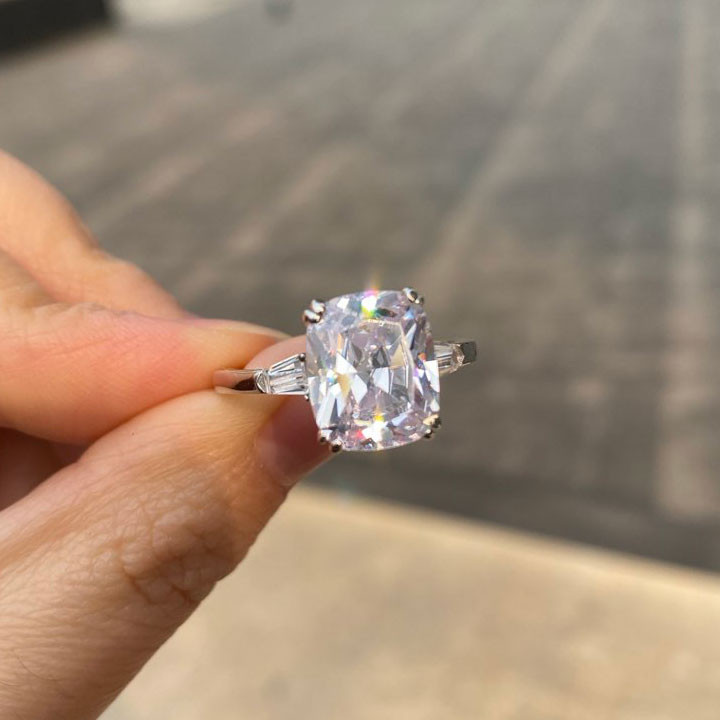 SayaBling Handmade Cushion Cut 25 Carat White Sapphire Luxury ...