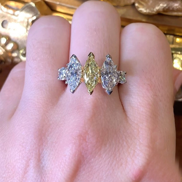 Marquise Cut Yellow Sapphire Engagement Ring | SayaBling