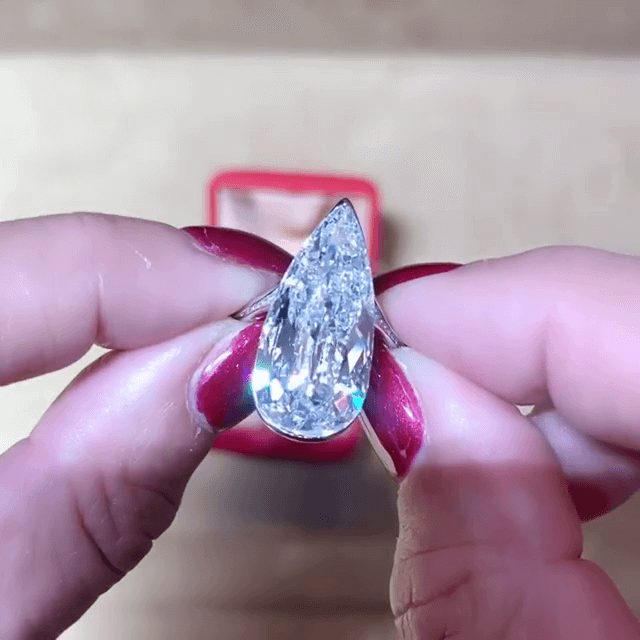 SayaBling Pear Cut Engagement Ring In Sterling Silver | SayaBling