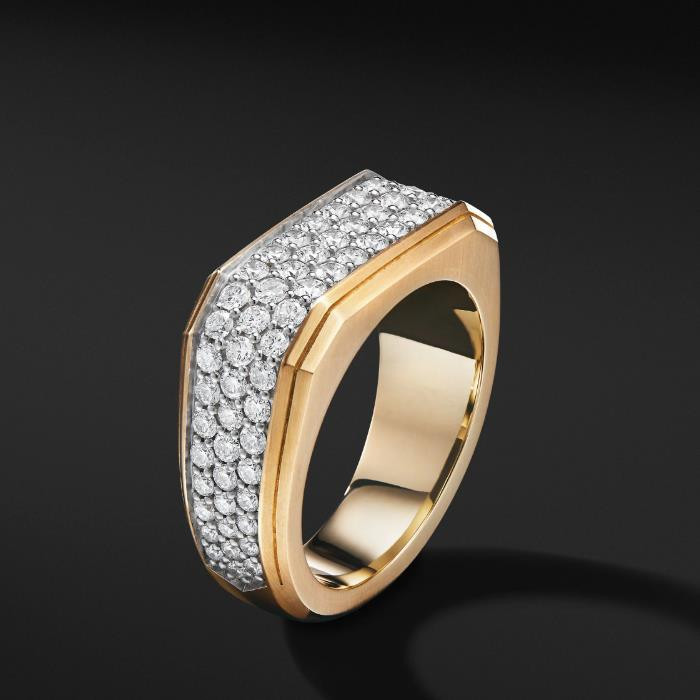 2ctw Paved Champagne Sapphire Roman Signet Ring | SayaBling Jewelry