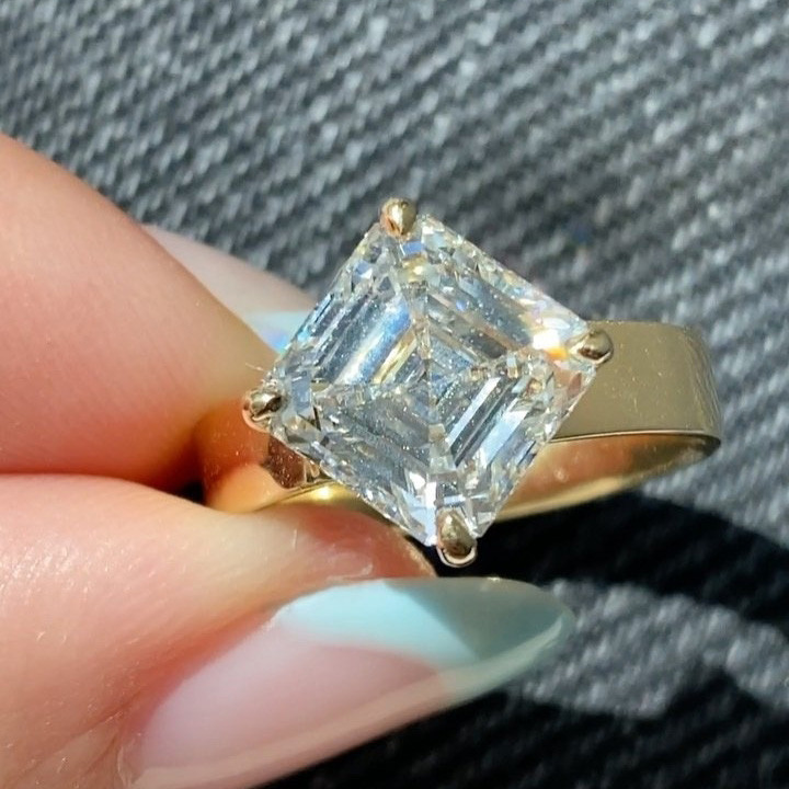 5.6ct Asscher Cut White Sapphires Engagement Ring | SayaBling