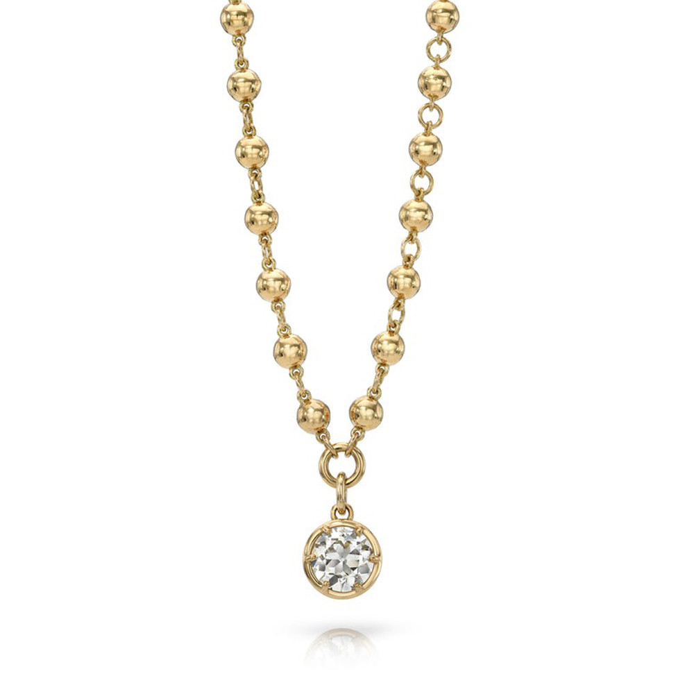 3.8ct Round Cut Pendant Bead Chain Necklace | SayaBling