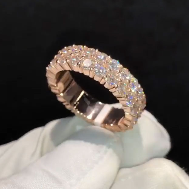 4.5ct Round Cut Double Row Eternity Band In Rose Gold | SayaBling