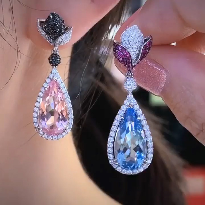 Multi-Cut Colorful Drop Earrings for Women in Sterling Silver ...