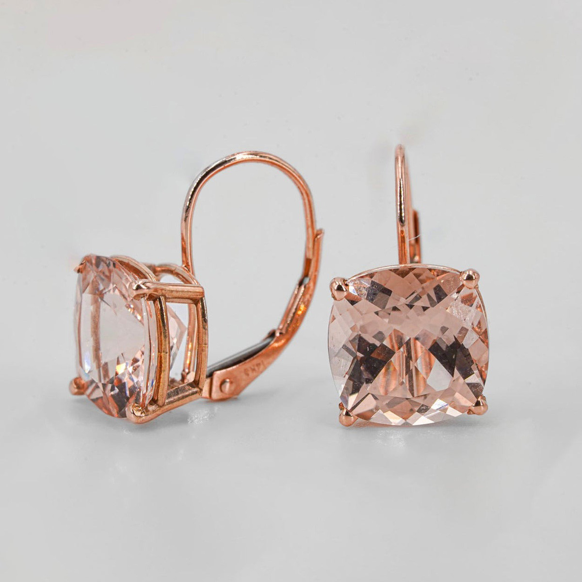 11ctw Cushion Cut Morganite Pink Classic Drop Earrings | SayaBling