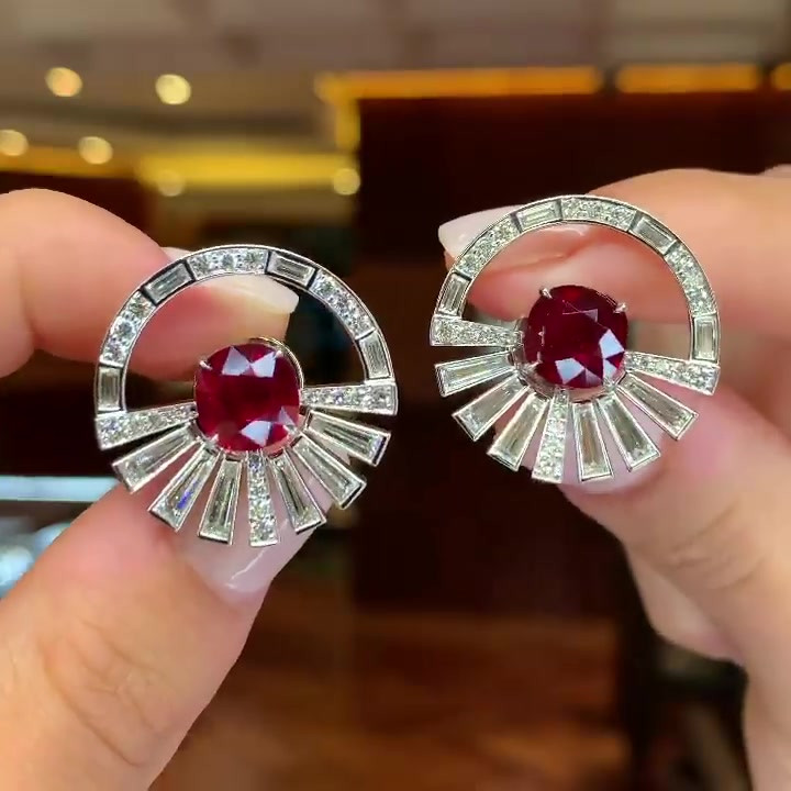 18.75ct Cushion Cut Ruby Sapphire Hoop Earrings for Women in Sterling ...