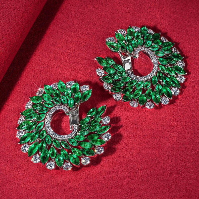 Nature Inspired Emerald/Ruby Statement Earrings | SayaBling