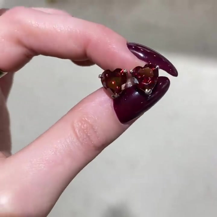 Heart Cut Ruby Stud Earrings for Women in Rose Gold | SayaBling Jewelry