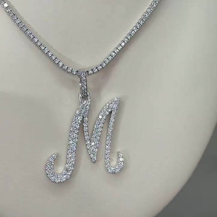 M Pendant Diamond Chain | SayaBling Jewelry