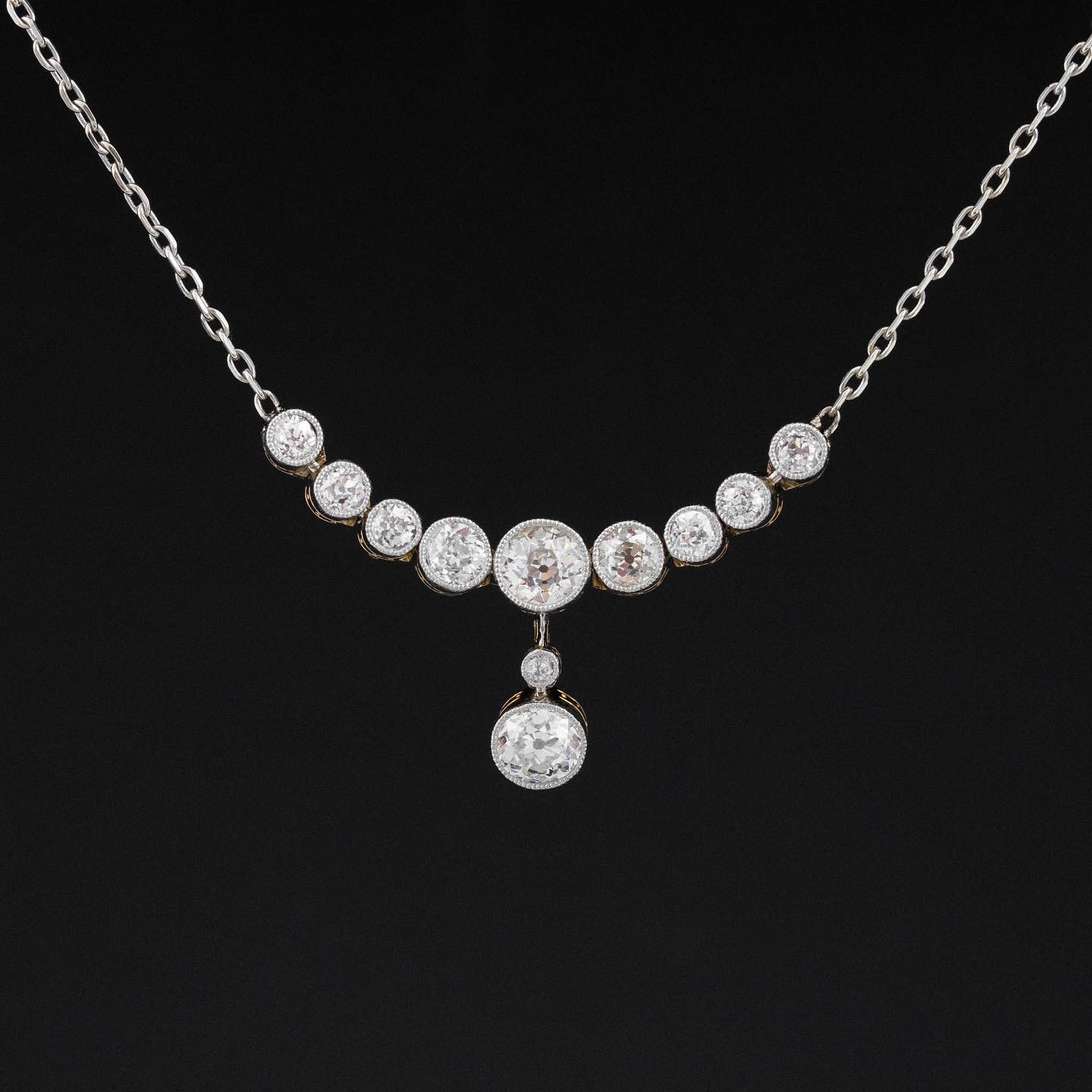 Round Cut White Sapphire Art Deco Necklace | SayaBling Jewelry