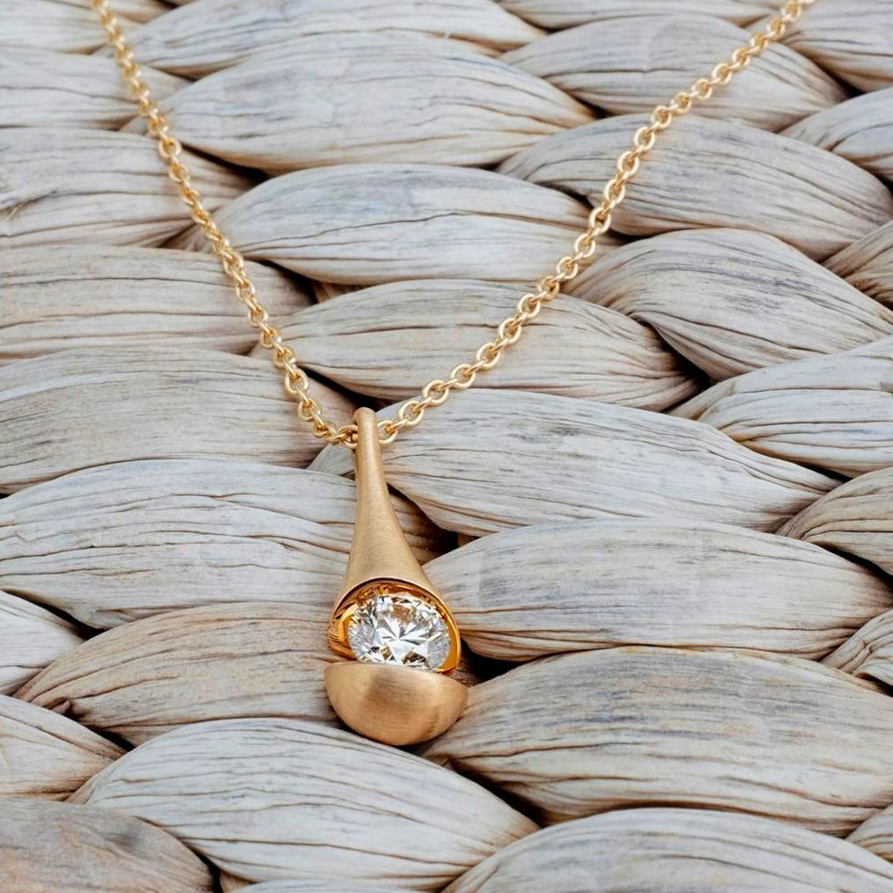 2ct Round Cut White Sapphire Tear Pendant Necklace | SayaBling Jewelry