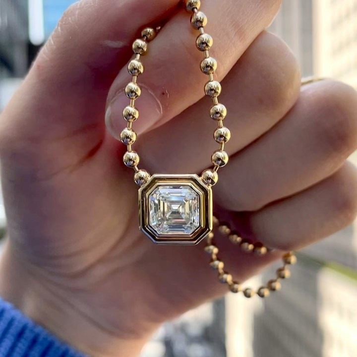 Double Bubble Bezel Pendant Ball Chain Everyday Necklace | SayaBling