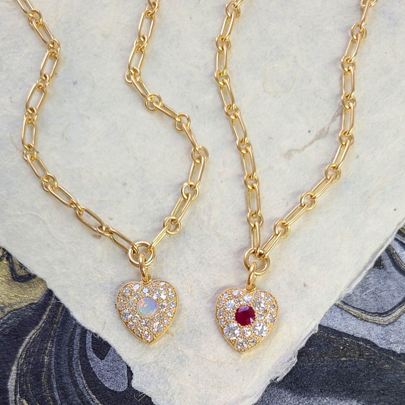 5ctw Multicolor Sapphire Chain Link Love Heart Necklace | SayaBling