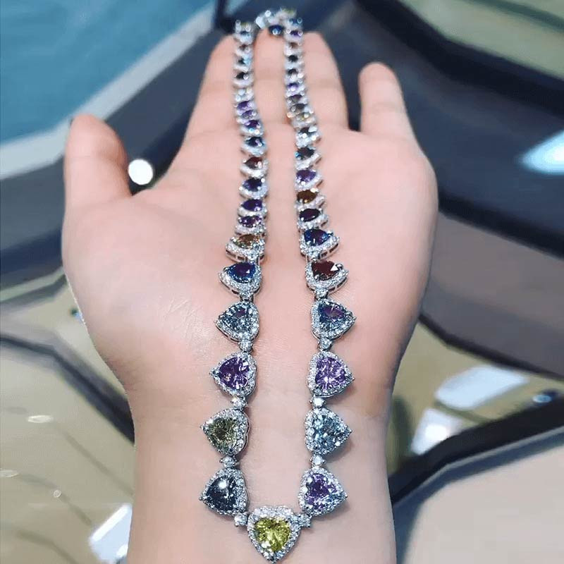 Heart Cut Multi-colored Sapphire Necklace for Women | SayaBling Jewelry