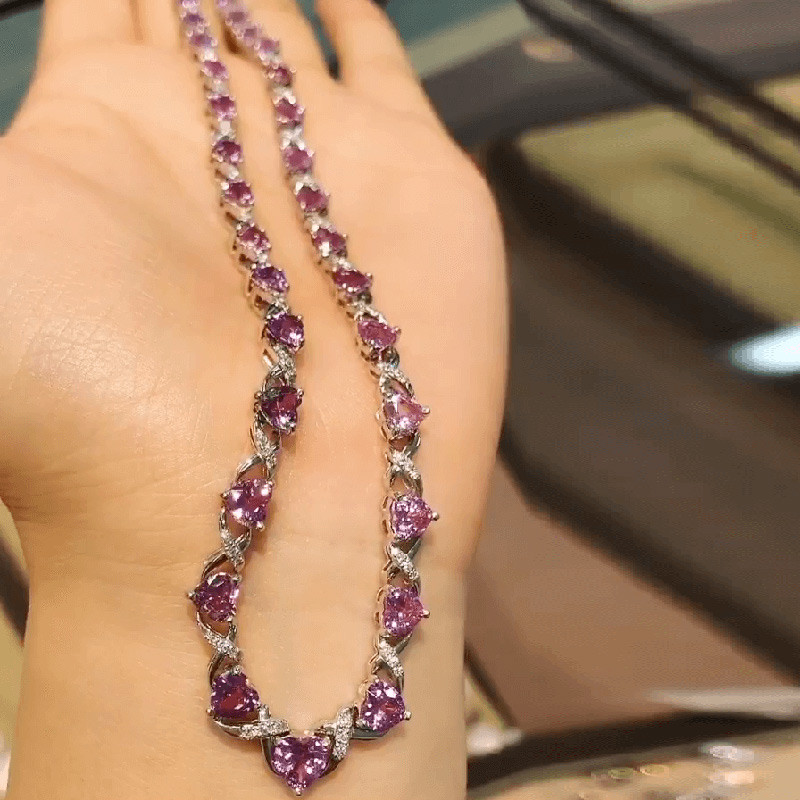 Heart Cut Pink Sapphire Necklace | SayaBling Jewelry