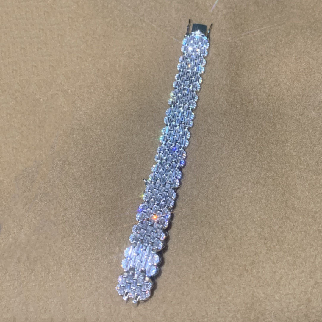 29ctw Baguette Cut White Sapphire Statement Bracelet | SayaBling