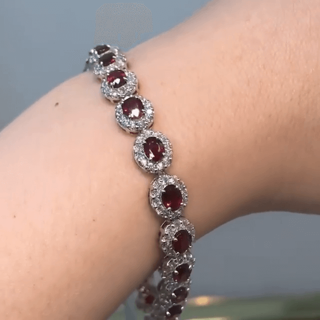 Oval Cut Ruby Bracelet in Sterling Silver | SayaBling Jewelry