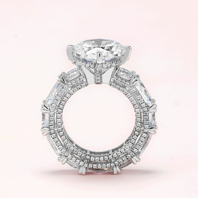 5.5ct Cushion Cut Eternity Shank Classic Engagement Ring | SayaBling